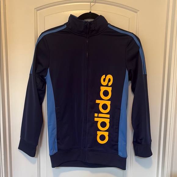 adidas | Jackets & Coats | Adidas Blue Performance Jacket With Bold ...